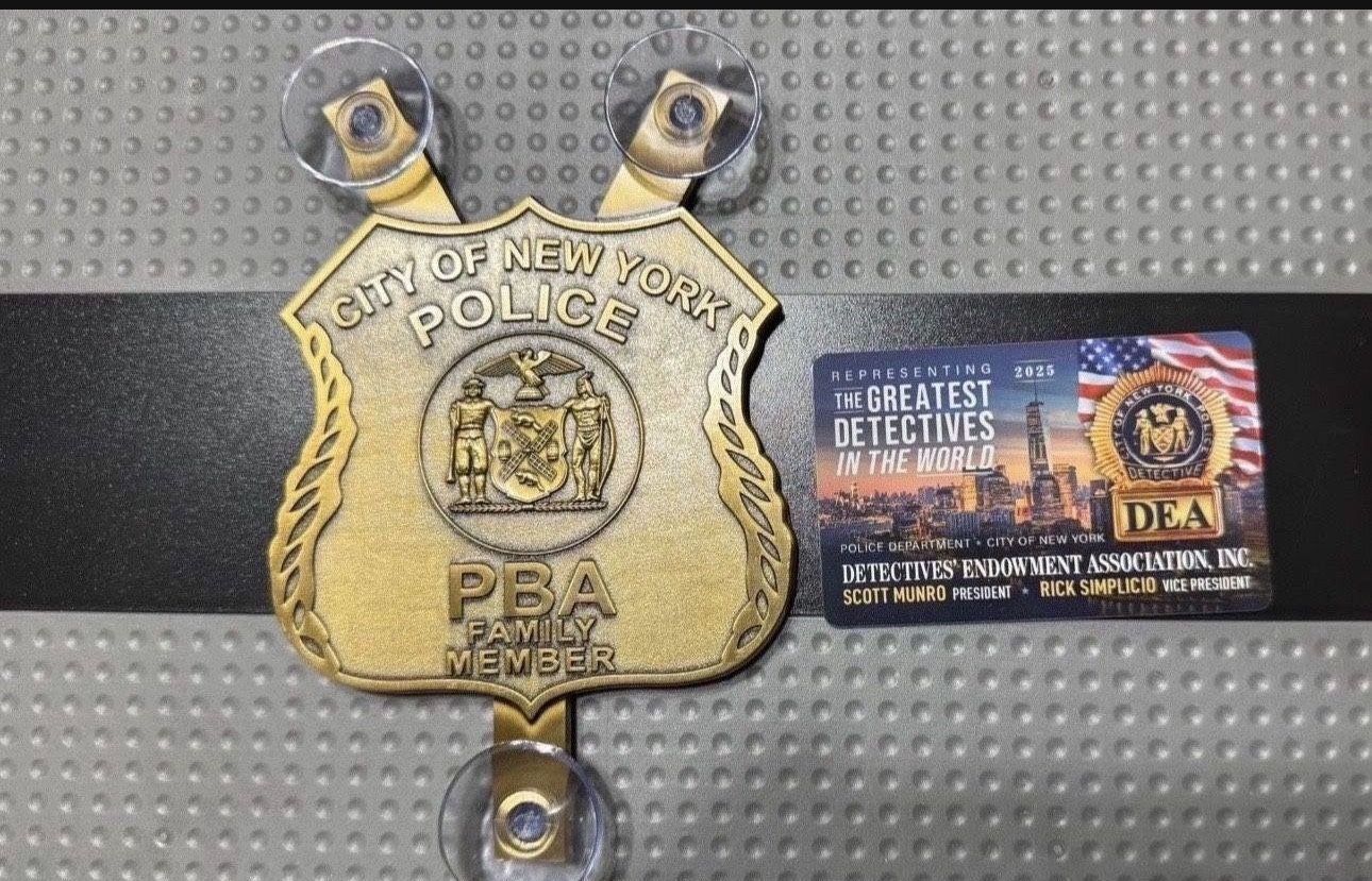 Heavy Brass NYC PBA Window Shield & 2025 DETECTIVE PBA CARD for Sale in ...