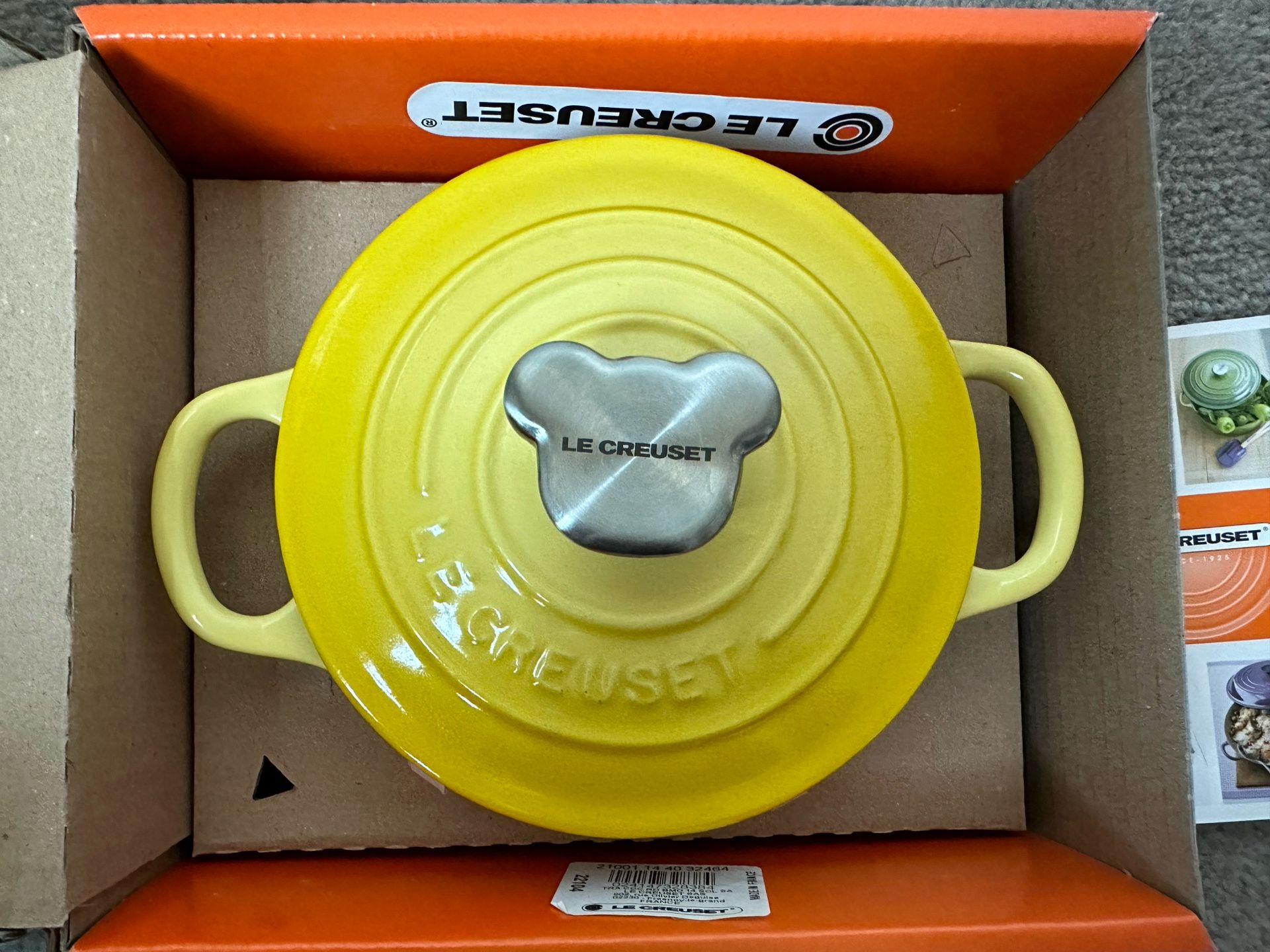 Rare Le Creuset Soleil Yellow Bear Knob Round Enameled Dutch Oven 1 Qt ...