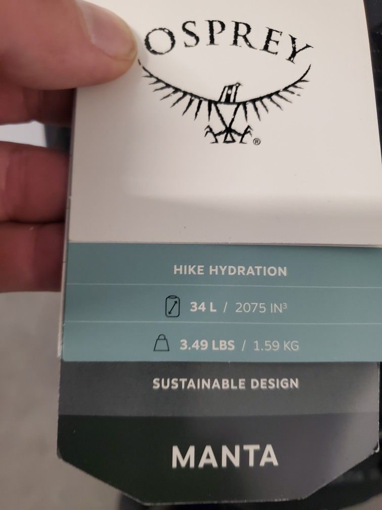 Brand New $240 OSPREY MANTA 34 BACKPACK WITH 2.5 LITER HYDRATION ...