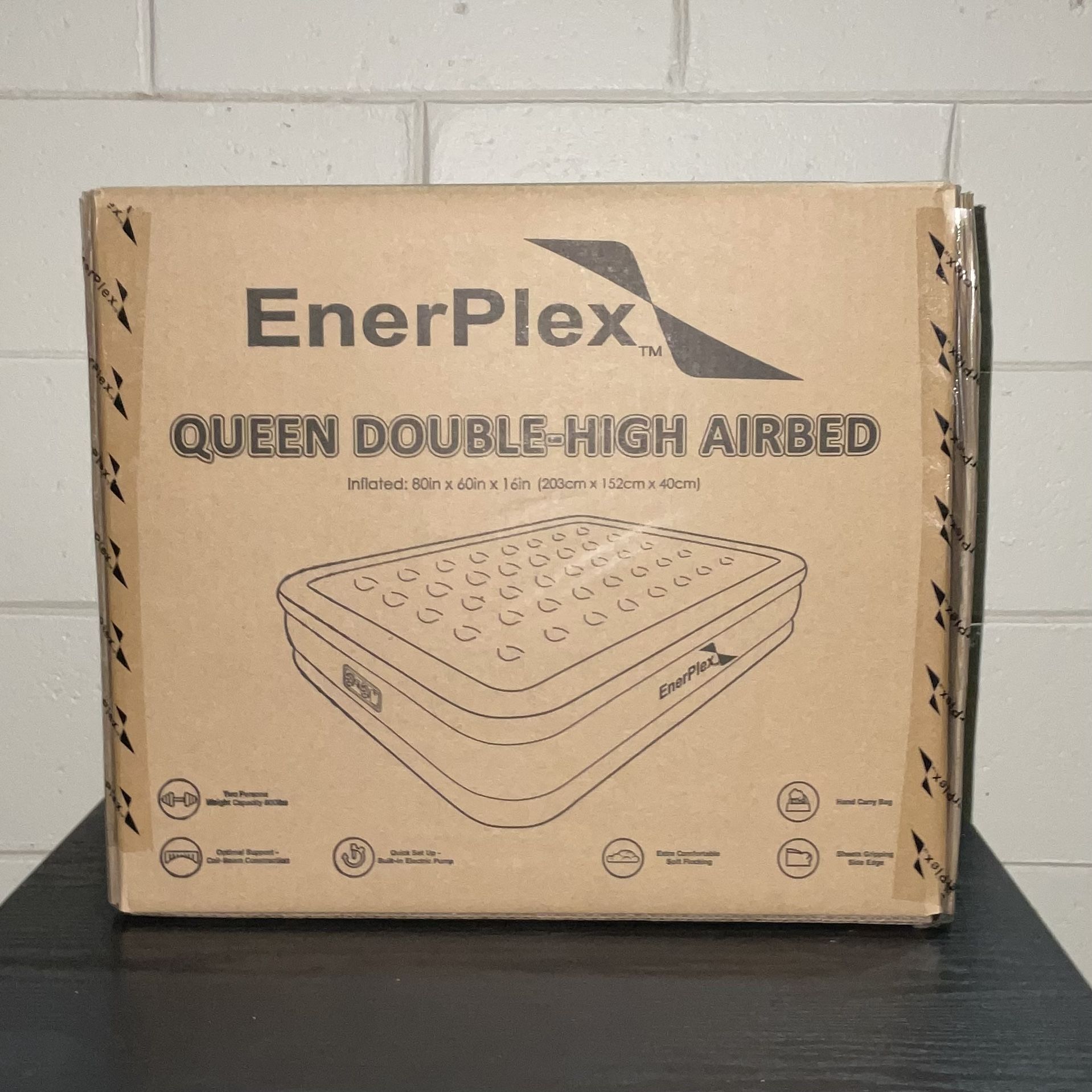 NEW IN BOX Queen Sized Double High Air Mattress Enerplex Durable Blow ...