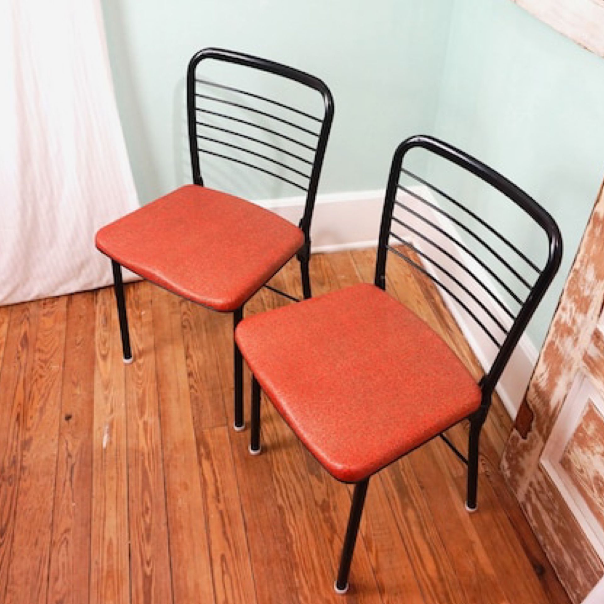 2 Vintage Cosco Folding Chairs MCM Gate Leg Chair S Red/Blk Metal ...