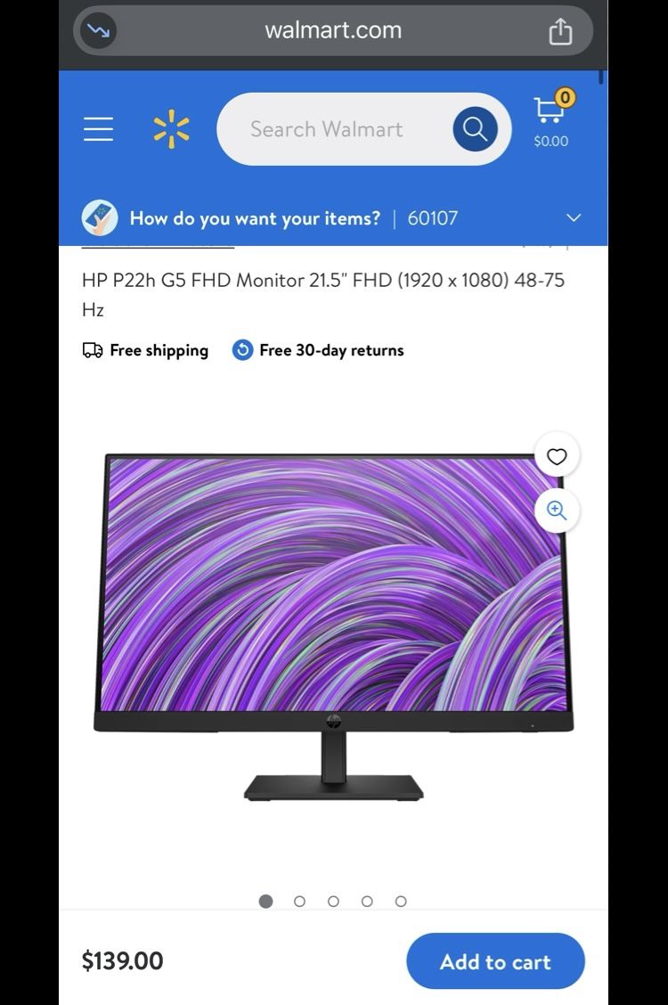 HP P22h G5 FHD Monitor 21.5" FHD (1920 × 1080) 48-75 Hz for Sale in Marina Del Rey, CA - OfferUp