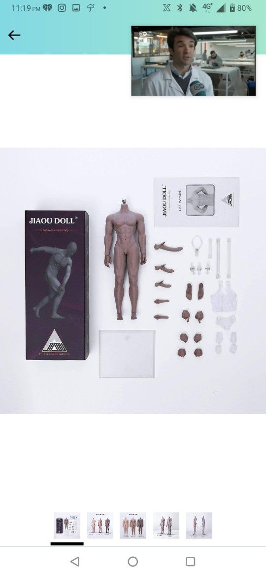 1/6 Scale Male Body, 12 in Super Flexible Seamless Bodybuilding ...