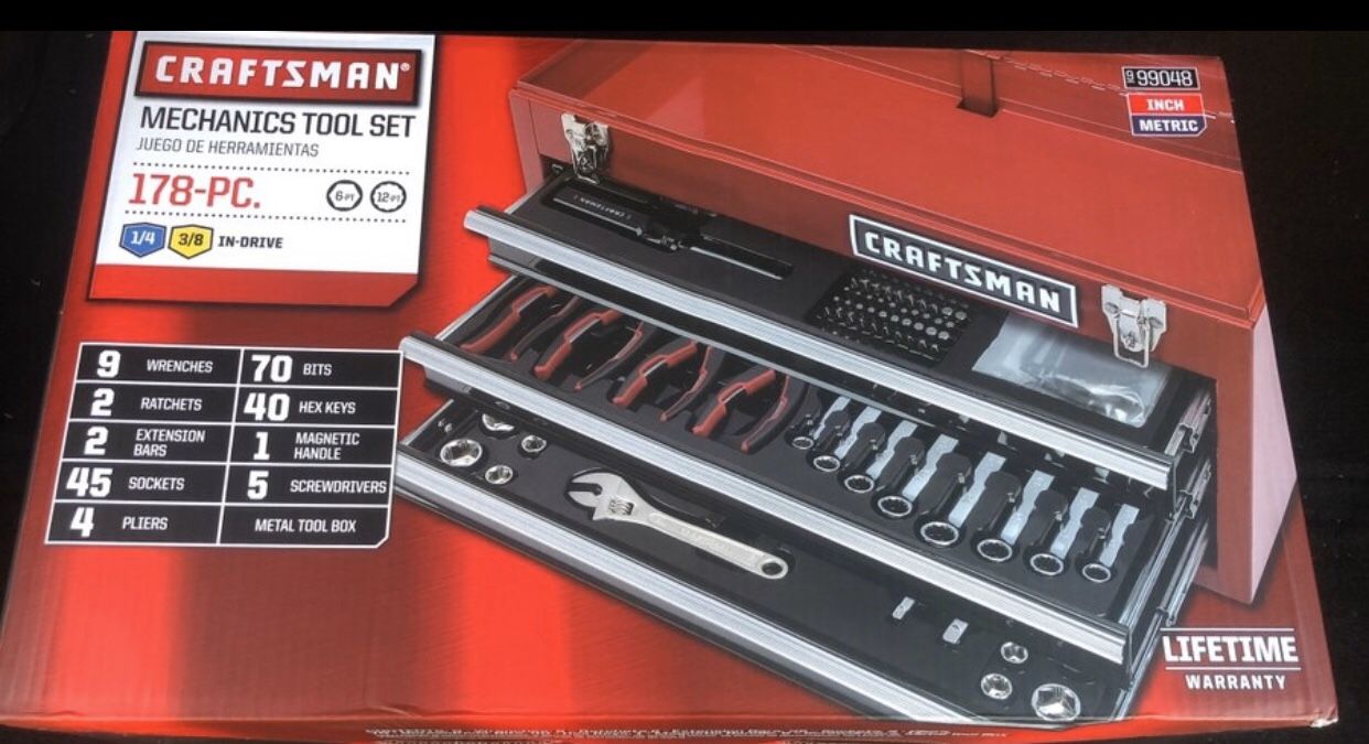Craftsman 178 piece mechanics tool set with metal box(new) for Sale in ...