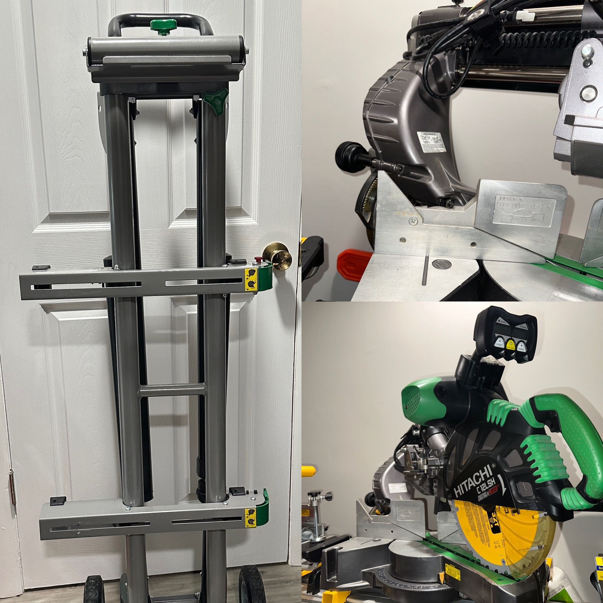 HITACHI C12LSH DIGITAL & LASER, CHICAGO HEAVY-DUTY MITER SAW STAND AND ...