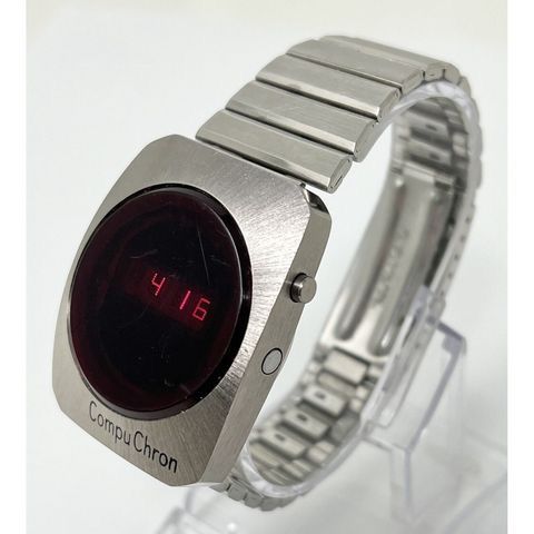 Vintage 70's Compu Chron Digital Stainless Steel Men's Watch ...