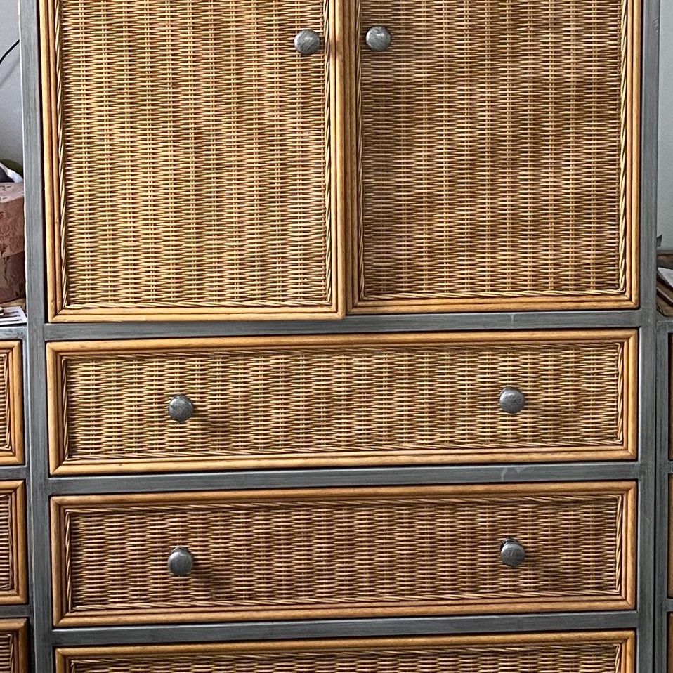8 Piece Pier 1 Imports Miranda Wicker and Steel Armoire Dressers 4 And Night Stands 2 for Sale in Los Angeles CA OfferUp