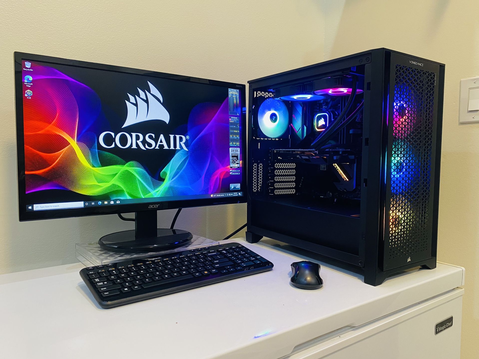 NEW CORSAIR Gaming PC 12 Core RYZEN5 @3,7GHz. GPU RX590 8G. 512G.M2 /1T ...