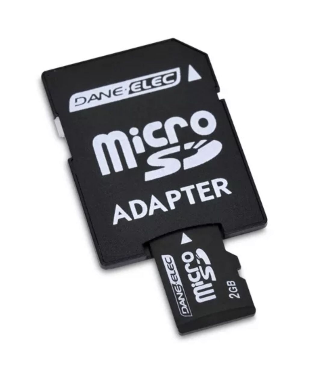 NEW! Dane-Elec 2GB micro-SD Flash Memory Card + SD Adapter + Case 3-in ...