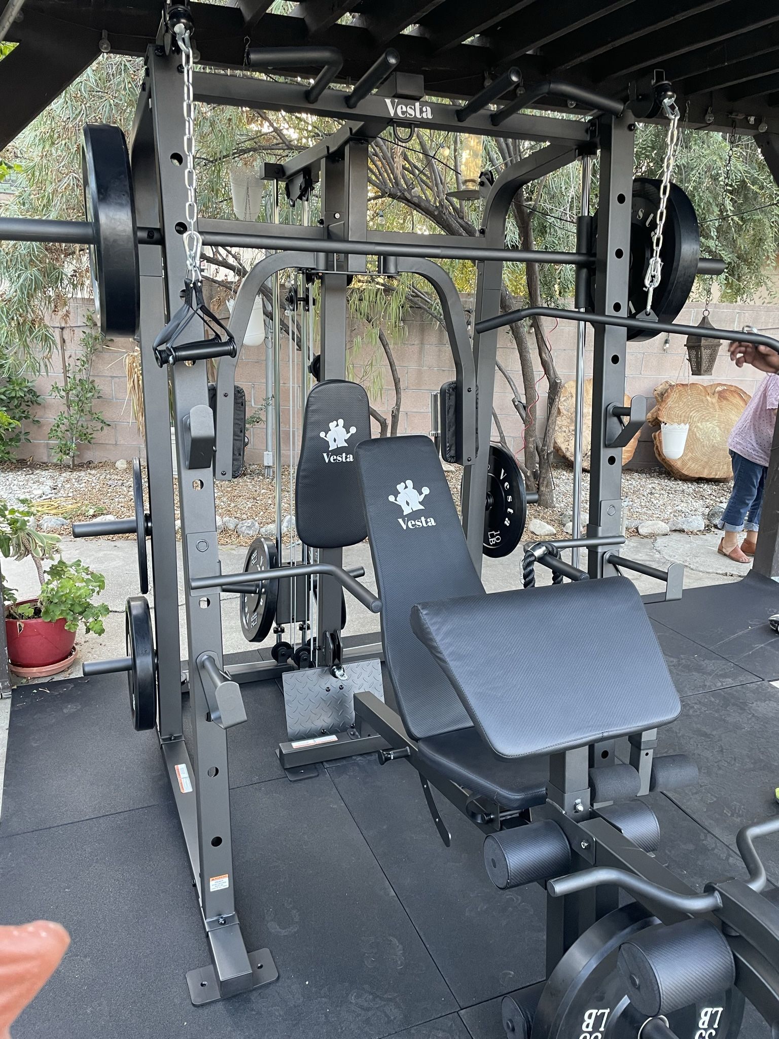 Vesta Fitness Smith Machine 1001 w/Bench Attachment | 245lb Cast Iron ...