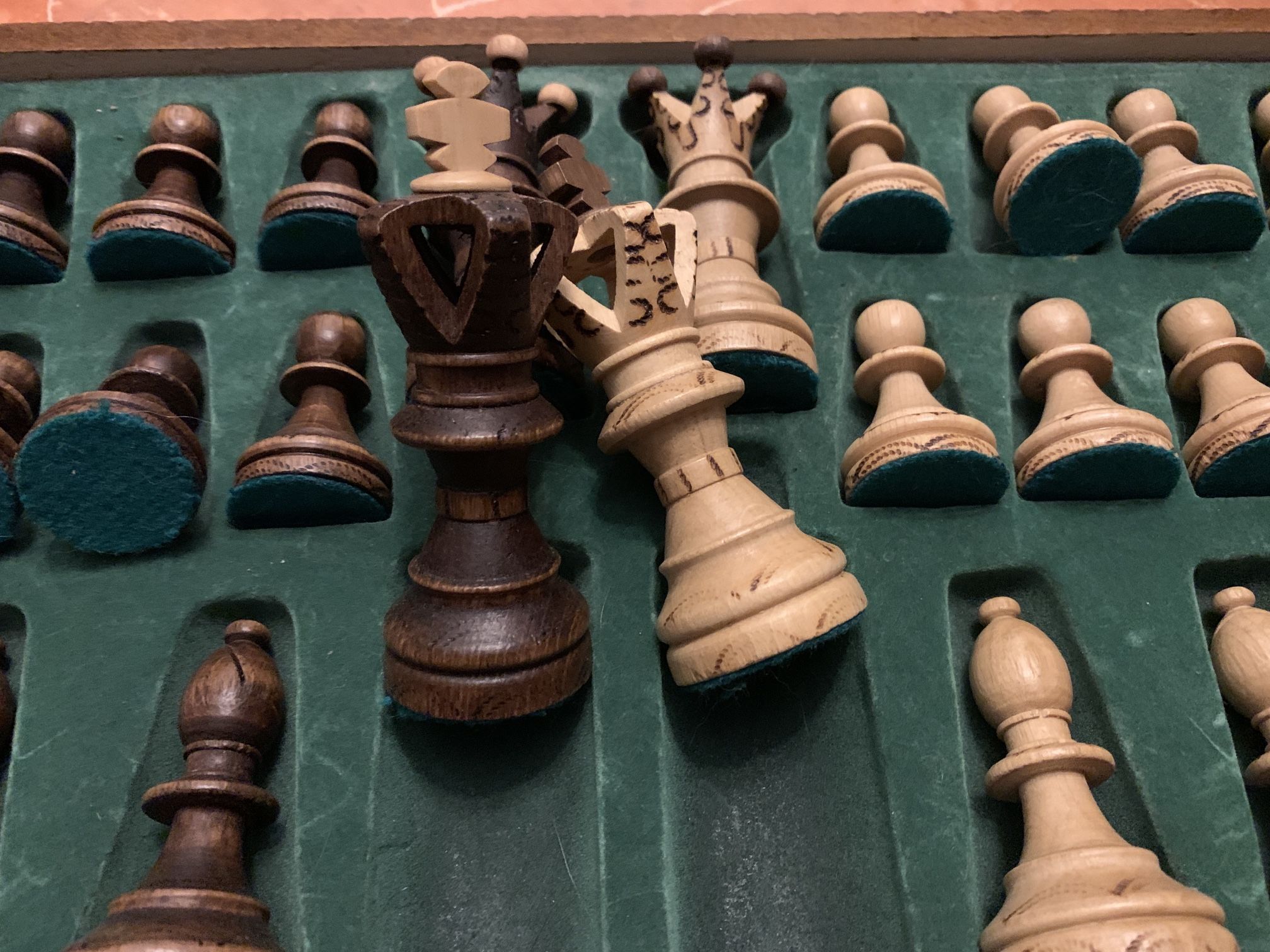 Chess Set Wood European Weigel Foldable 20x20” 2-3” Pieces Complete for ...