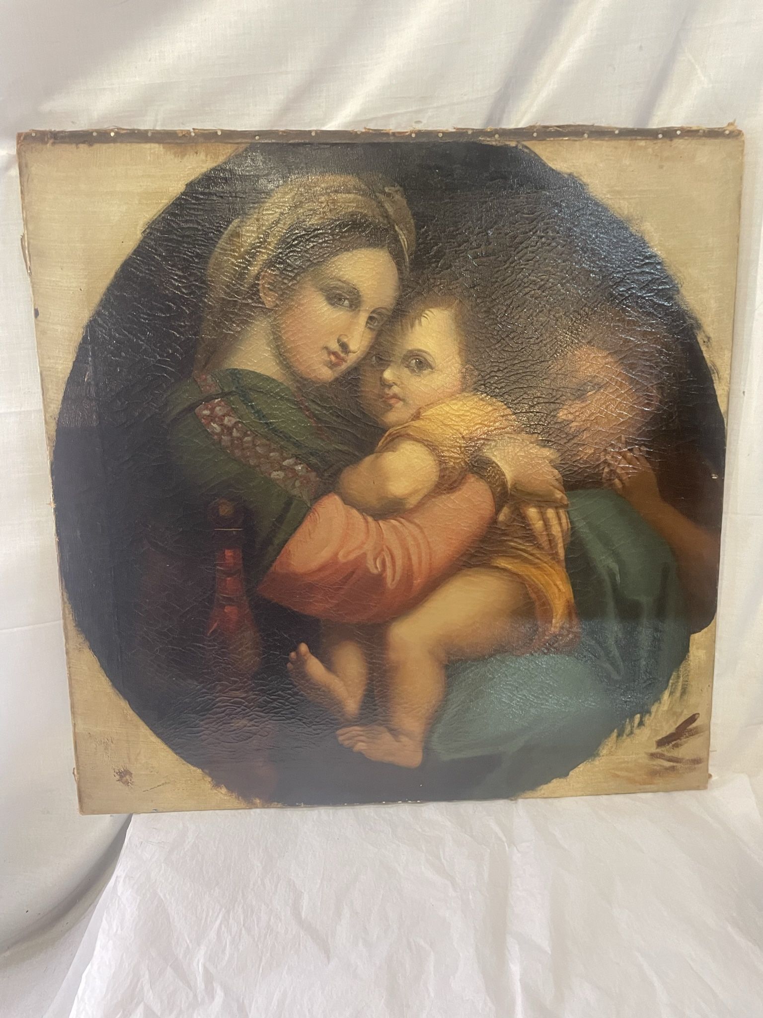 Antique 19th Century Italian Oil Painting Madonna Della Seggiola After Raphael for Sale in San ...