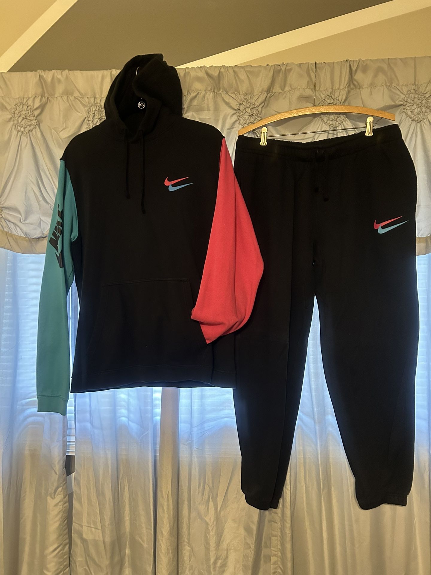 Nike Sweatsuit Mens Large Hoodie Sweatpants Set Blue & Pink Nike Air ...