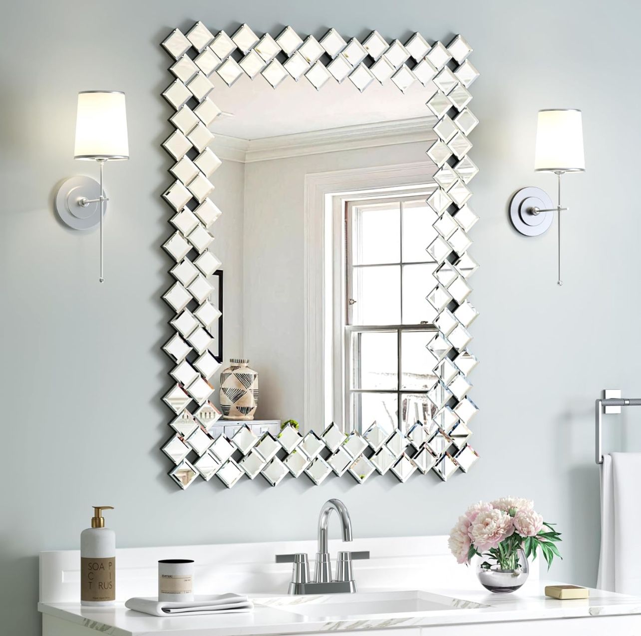 Rectangular Art Wall Mirror Decorative Mirror for Living Room Hallway ...