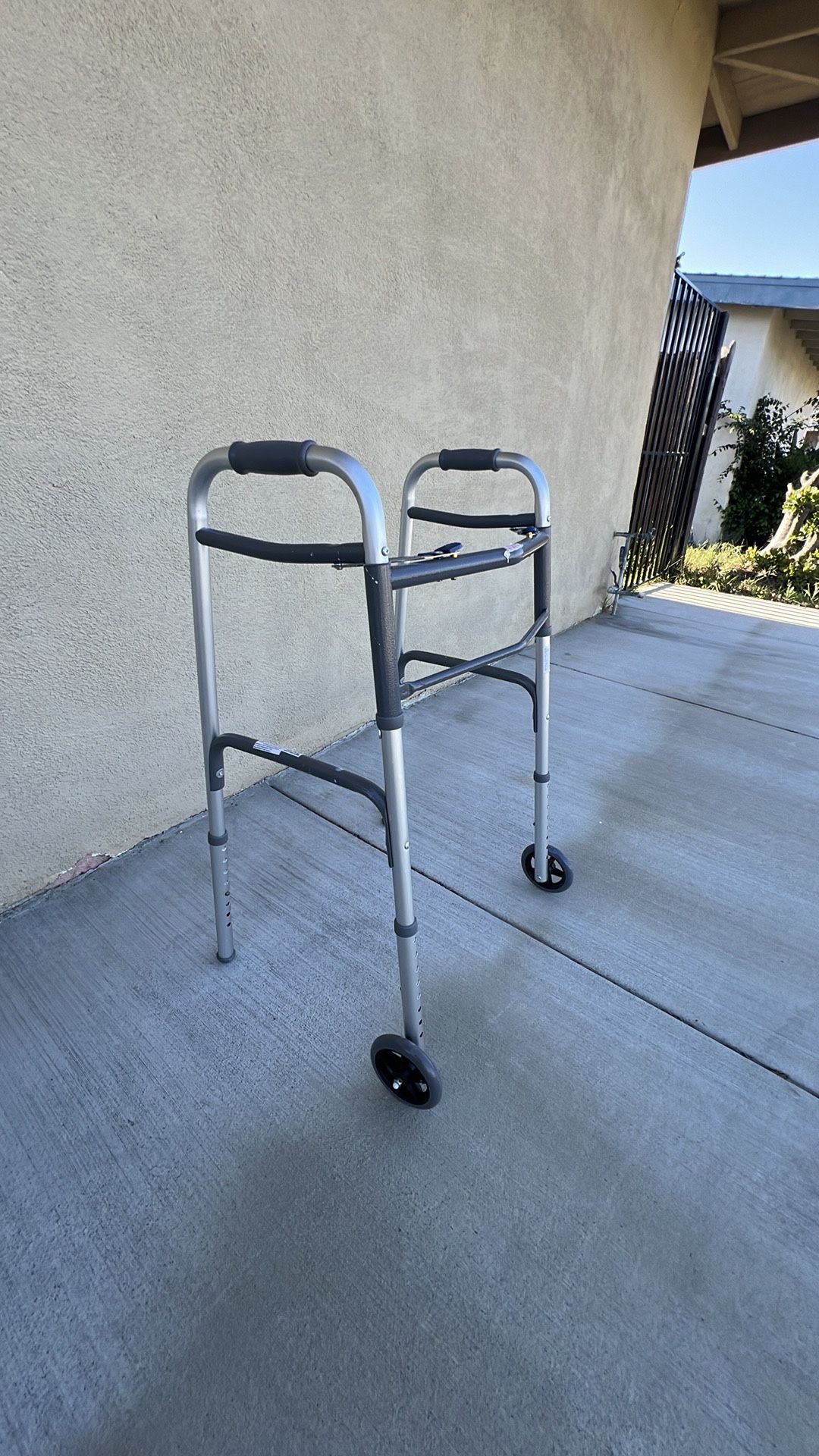 ProBasics Steel Adult Walker 2 Button w/ wheels, 350 lb Weight Capacity ...