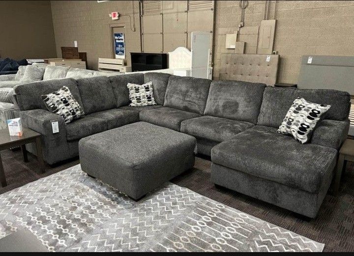 Ballinoise Smoke Color 3 Pieces Sectional Financing Available By Ashley ...