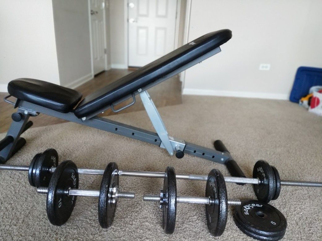 Workout Weight Bench and Weight set (SA Gear) for Sale in Naperville ...