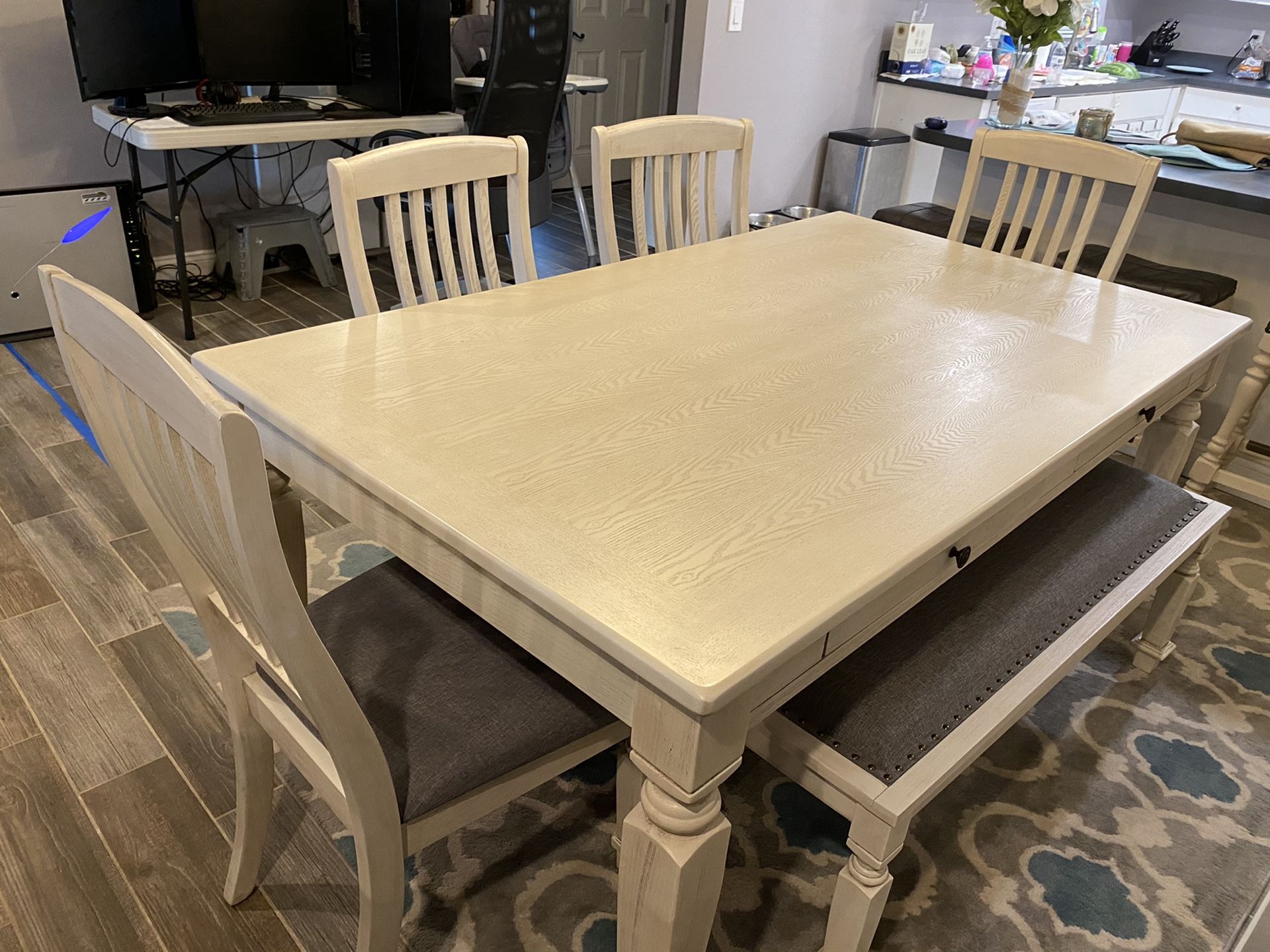 Furniture of America Hish Rustic White 6 Piece Dining Room Set for Sale ...