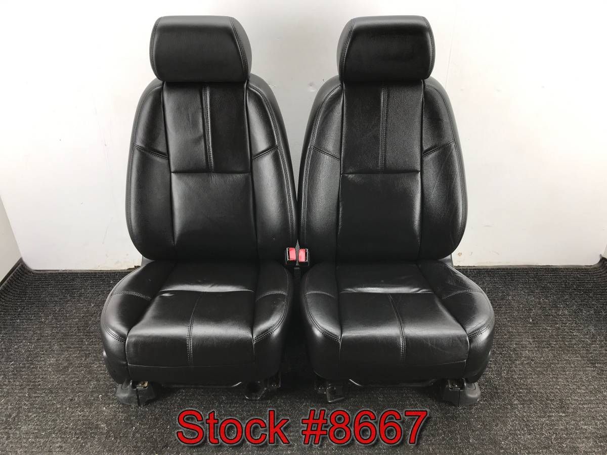 2007 2008 Chevy Silverado Black Leather Bucket Front Seats Seat Stock ...