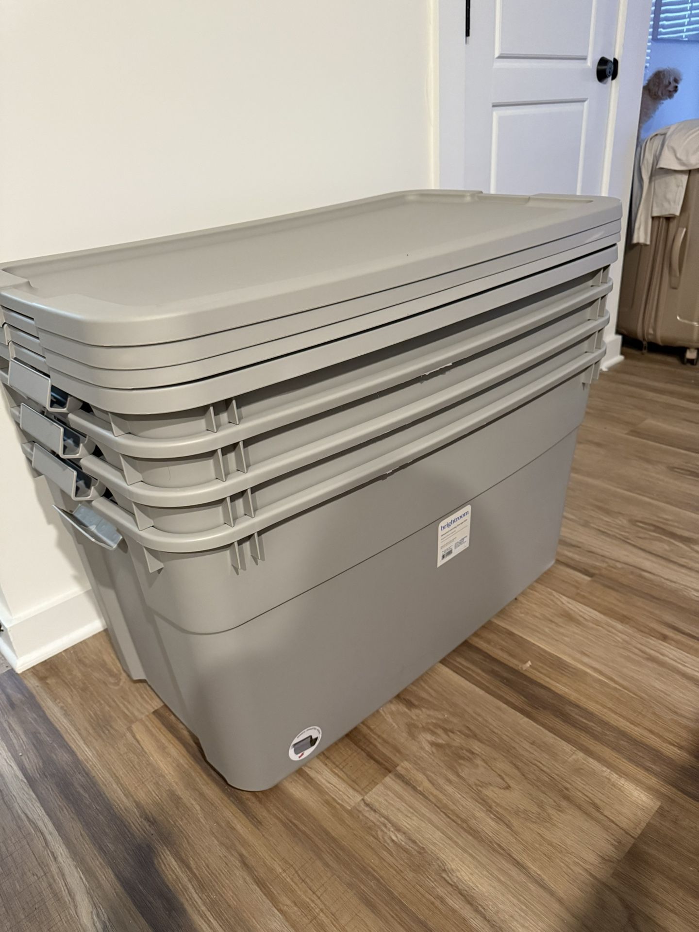 NEW BRIGHTON (4) PORTABLE Stackable 45 Gallon Wheeled Storage Bins for ...