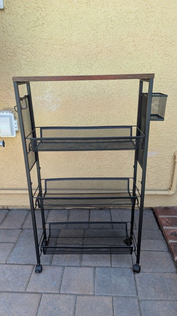 4-Tier Slim Kitchen Storage Cart, Rolling Spice Rack Next to Fridge, 7. ...