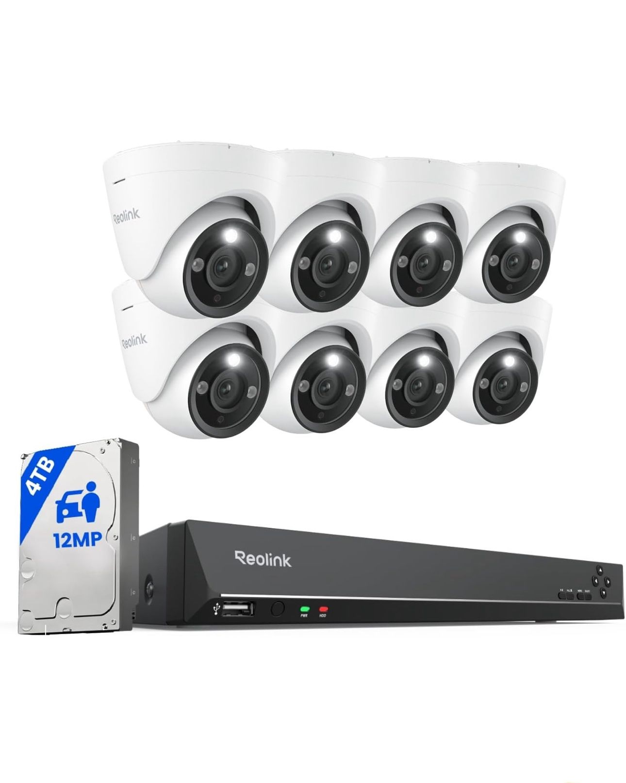 REOLINK 12MP PoE Security Camera System, 8pcs H.265 12MP Security ...