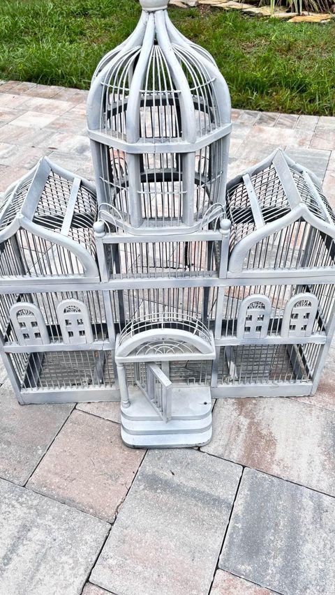 Decorative Birdcage Sculptural Wire & Wood Victorian Style Pavilion ...