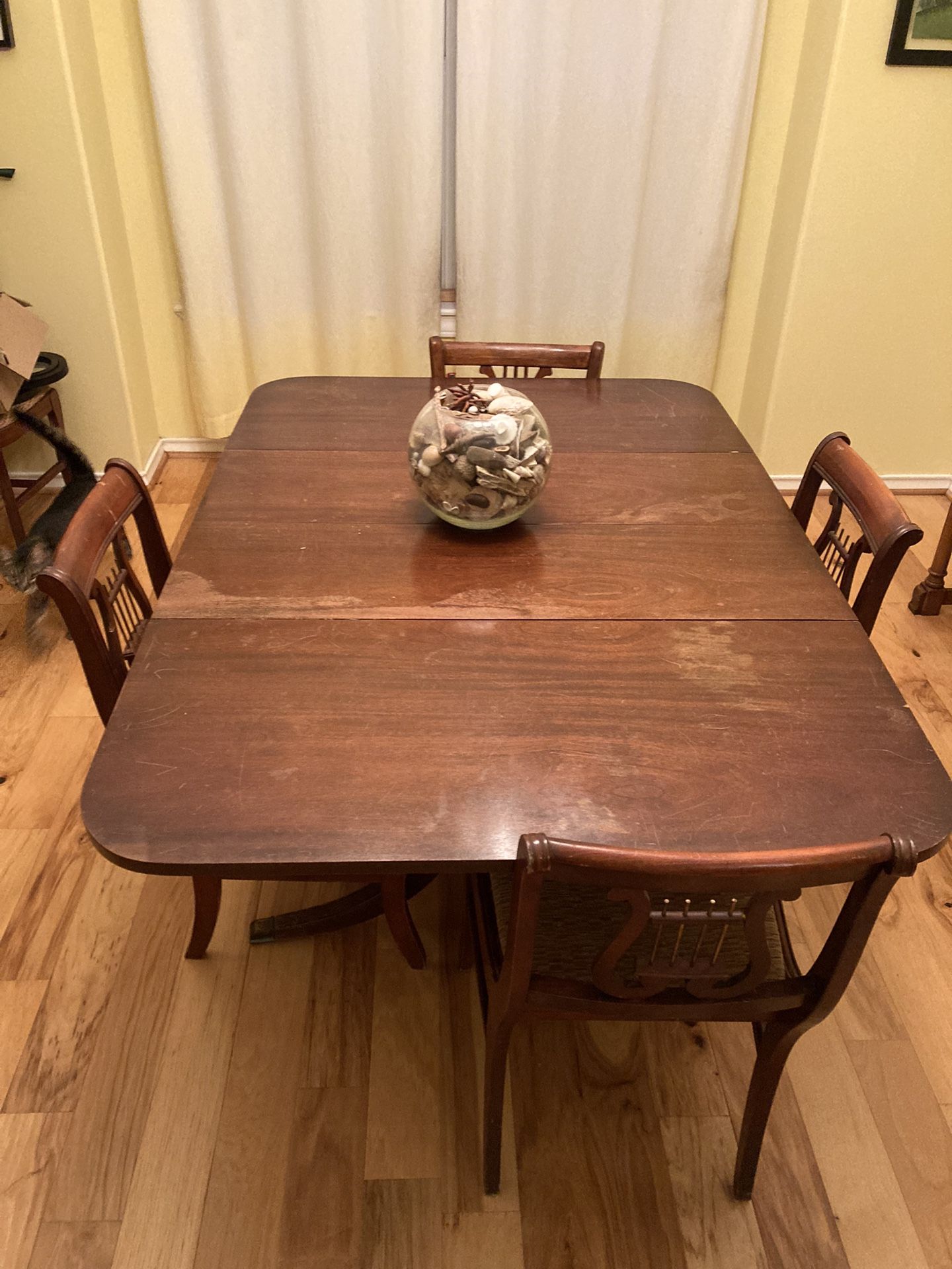 Vintage Federal Style Triple Pedestal Drop Leaf Dining Table for Sale ...