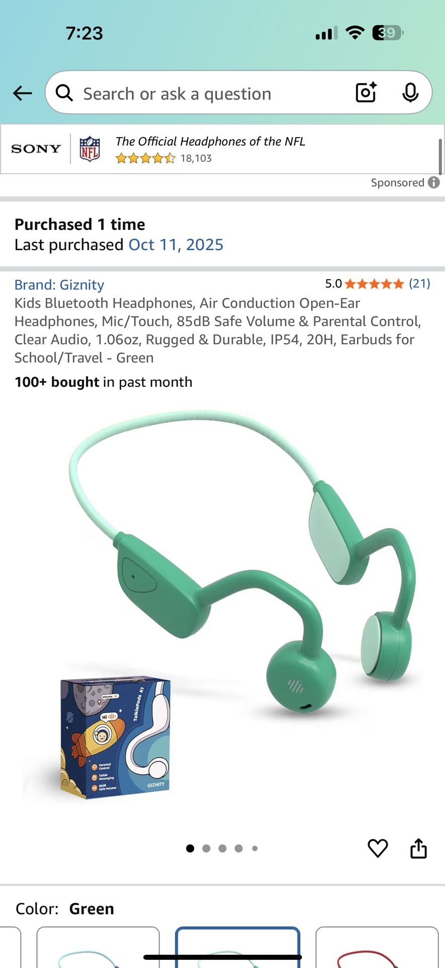 Kids Bluetooth Headphones, Air Conduction Open-Ear Headphones, Mic ...