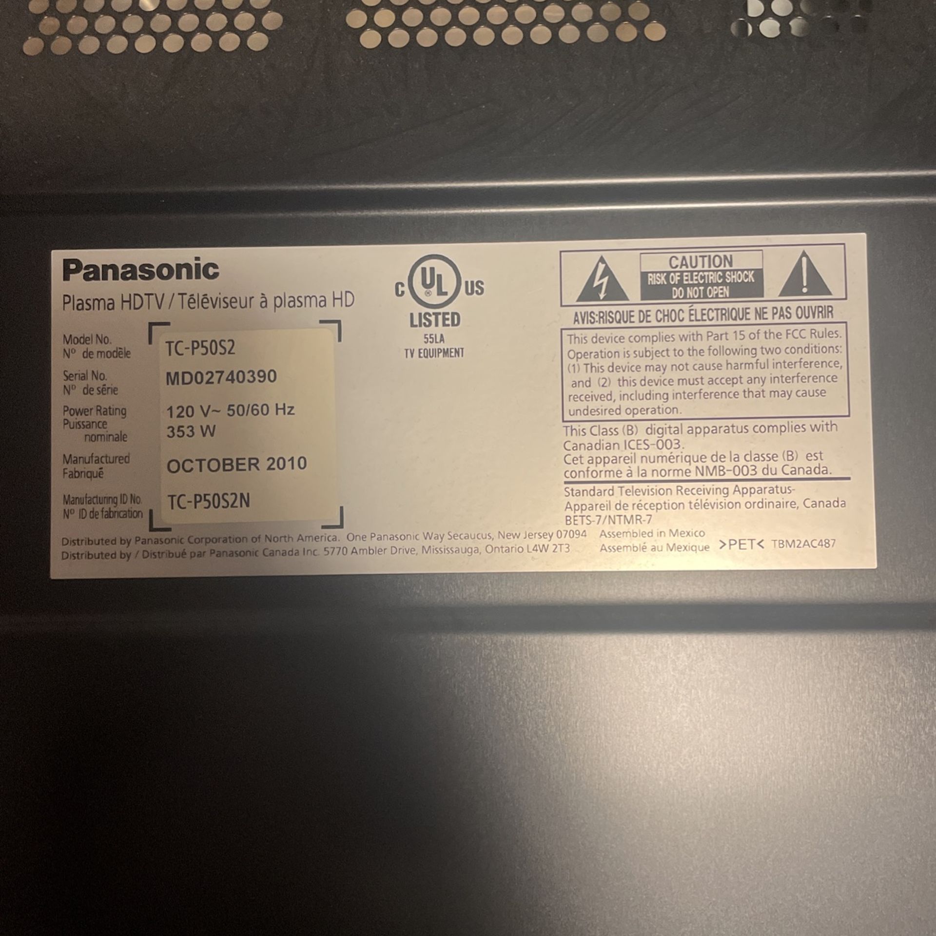 55” Panasonic Plasma Tv for Sale in Federal Way, WA - OfferUp