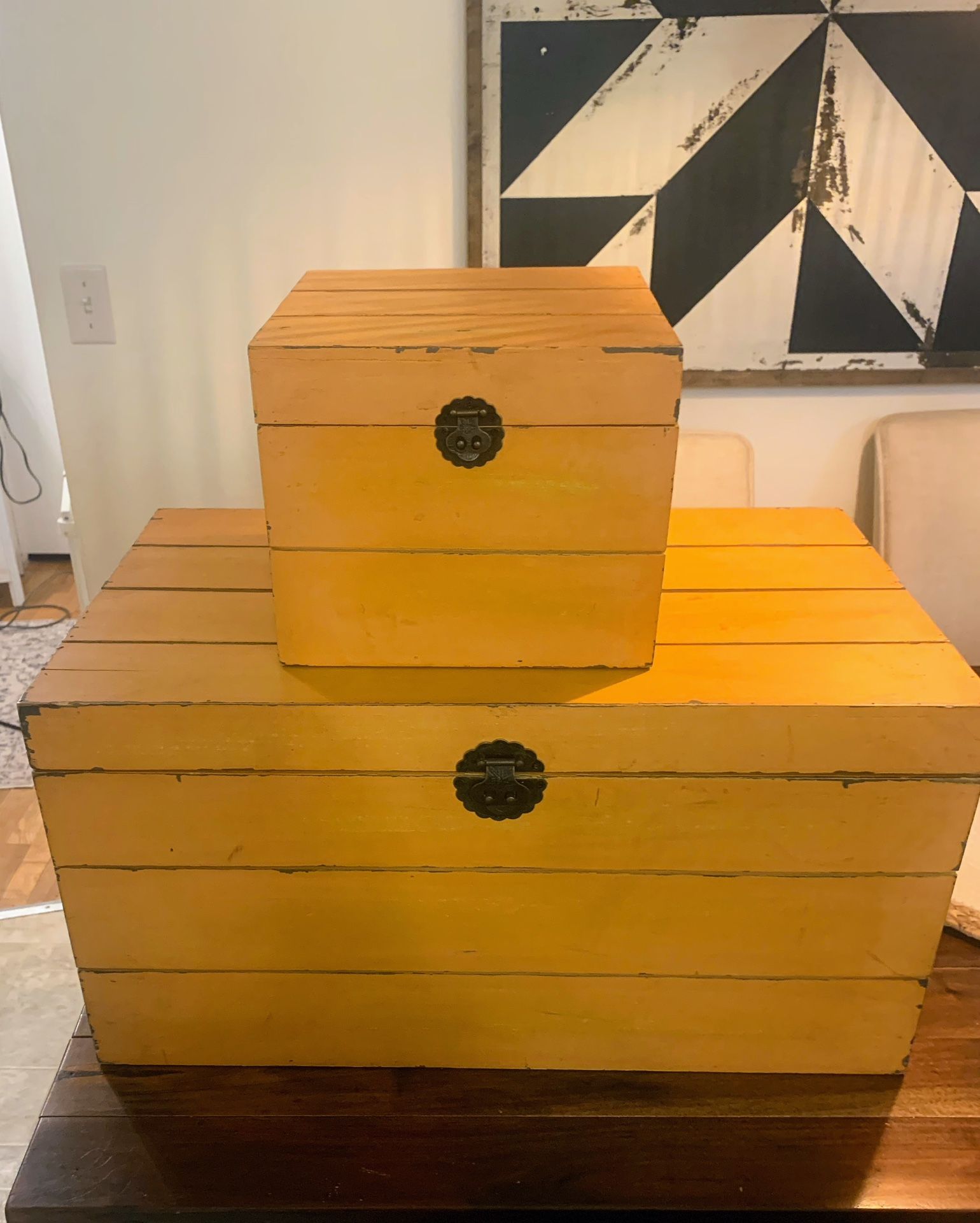 Two Wood Orange Storage Trunks for Sale in Woodway, WA - OfferUp