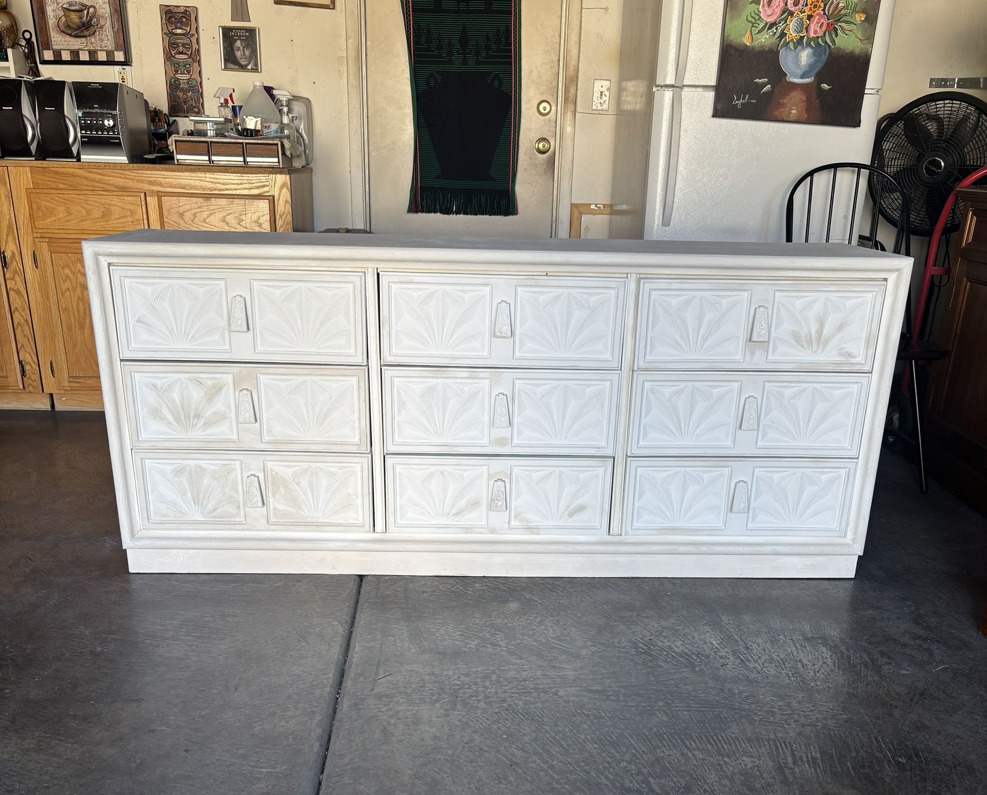 Long Solid Wood Dresser With 9 Drawers, White, Sturdy & Very Clean for ...