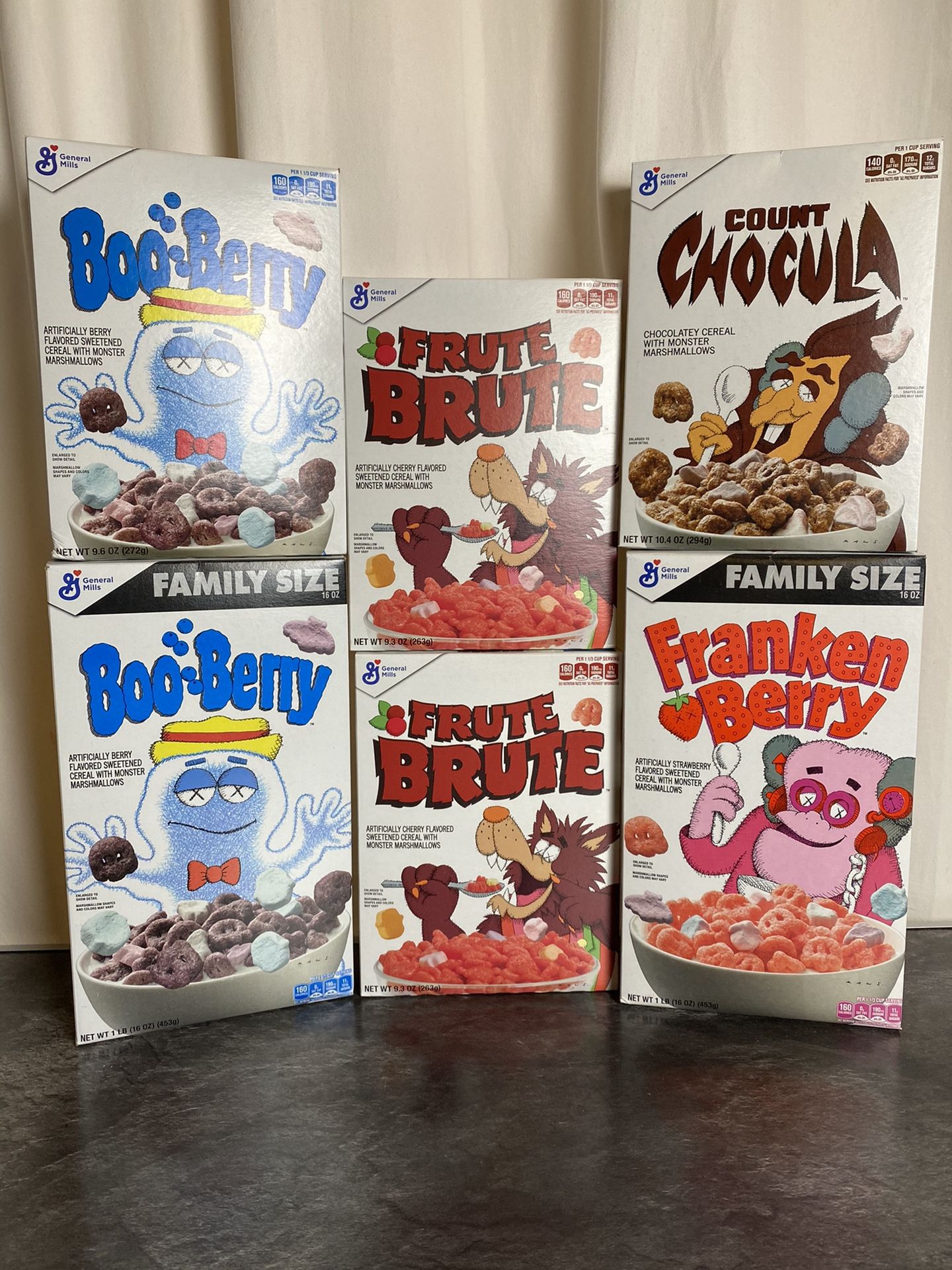 Kaws Monster Cereal Frute Brute Boo Berry Count Chocula Franken Berry W ...