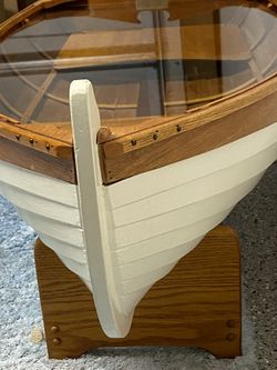 Wood-N-Stuff Vintage Handmade Nautical Row Boat Glass Coffee Table for ...