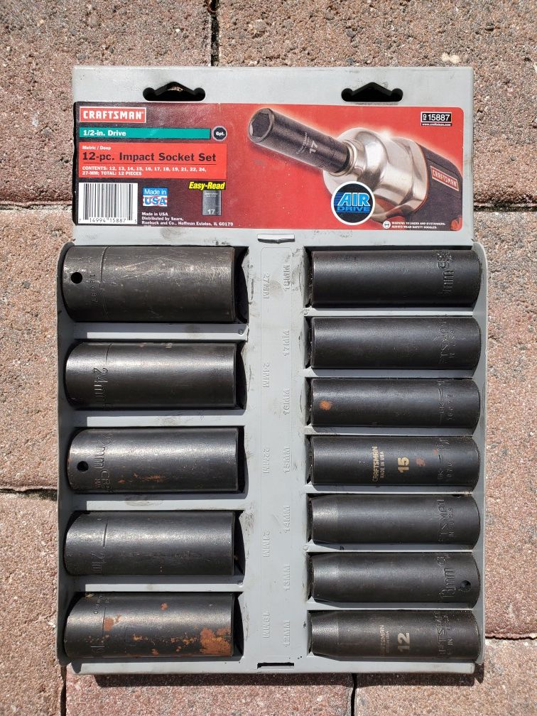 Craftsman 12-Piece 1/2-in Drive Deep Impact Socket Set - Metric for Sale in Port St. Lucie, FL ...