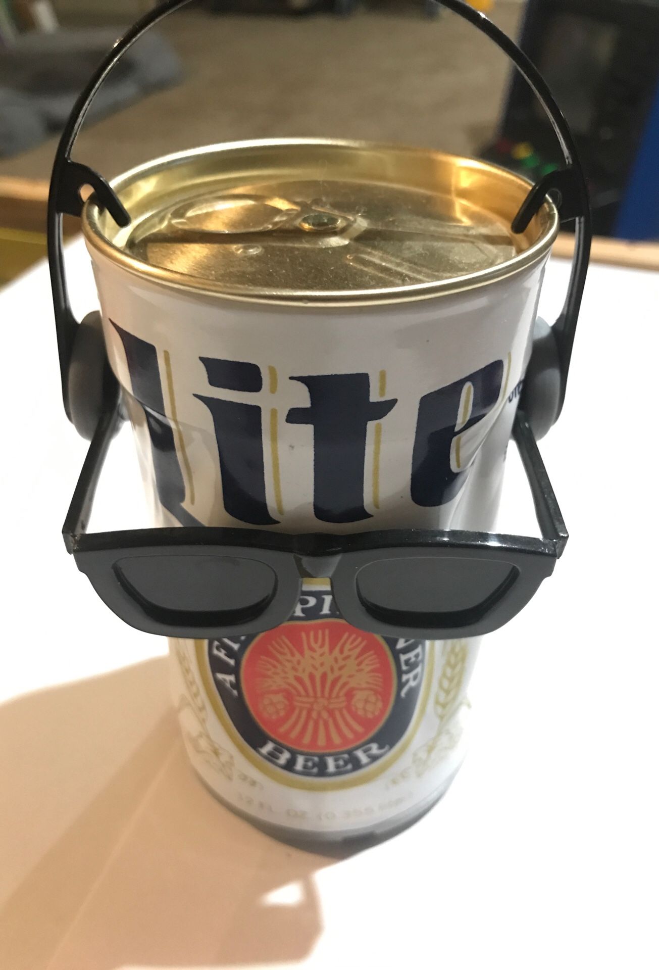 Takara Miller Lite beer dancing beer can with sunglasses and headphones ...