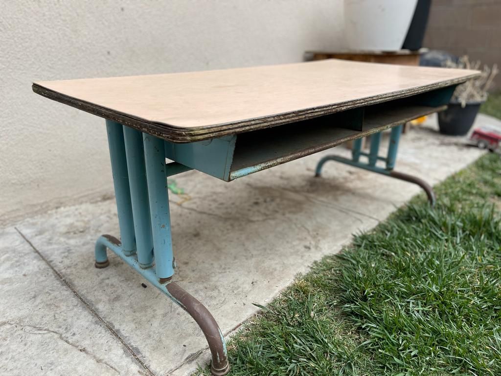 Vintage Metal School Desk