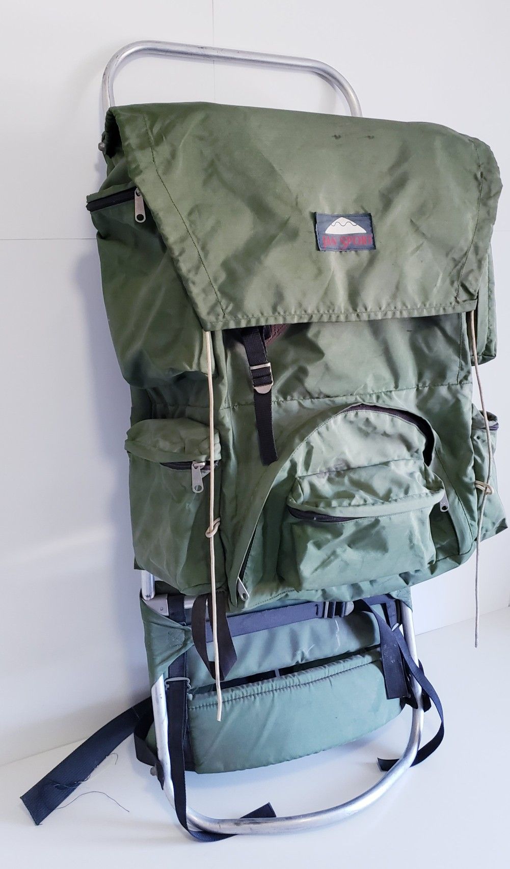 Vintage Jansport External Frame Olive Green Backpack USA Hiking/Camping ...