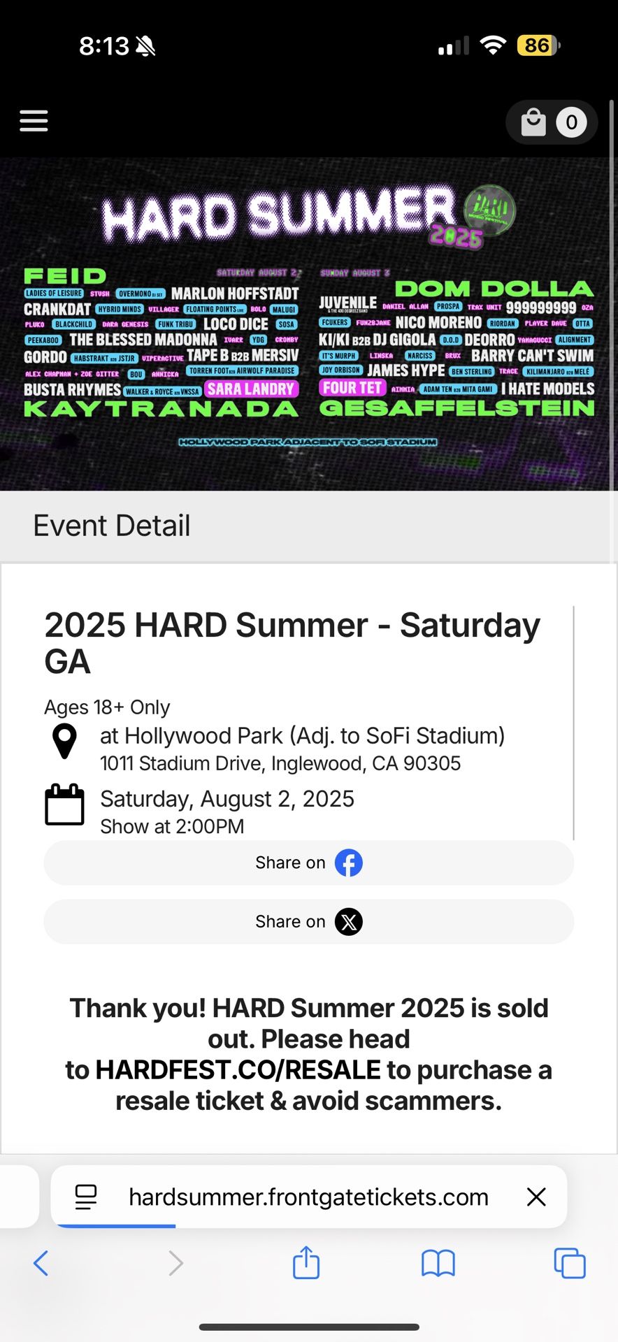 Hard Summer Saturday Ticket August 2nd for Sale in Compton, CA - OfferUp