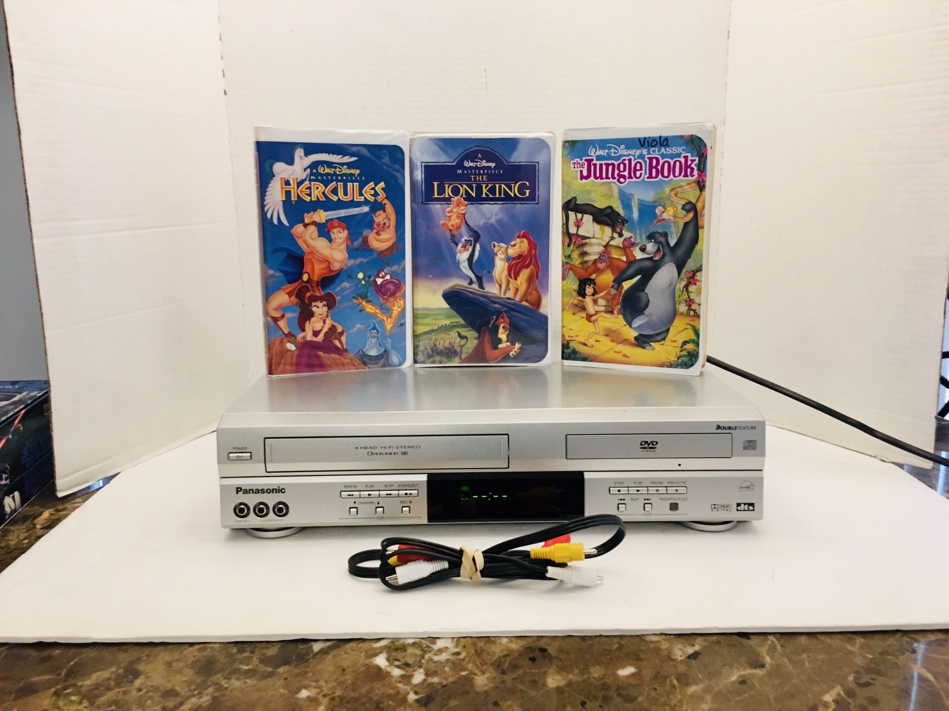 Panasonic DVD VCR Combo VHS Player Bundle 3 Disney Movies & Wiring for ...