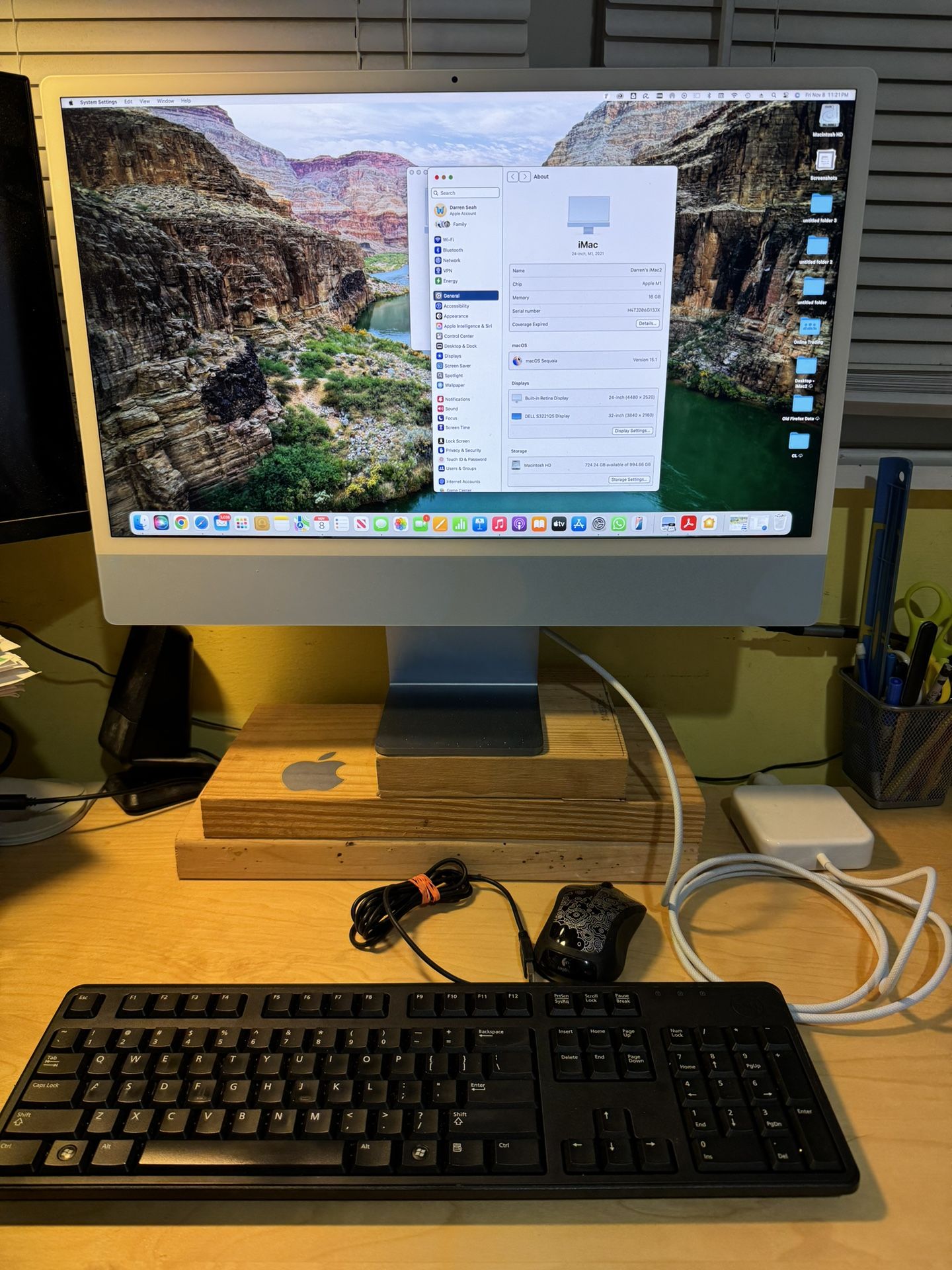 Apple Blue iMac 2.4-inch, M1, 8-Core CPU, 8-Core GPU, 16-Core Neural ...