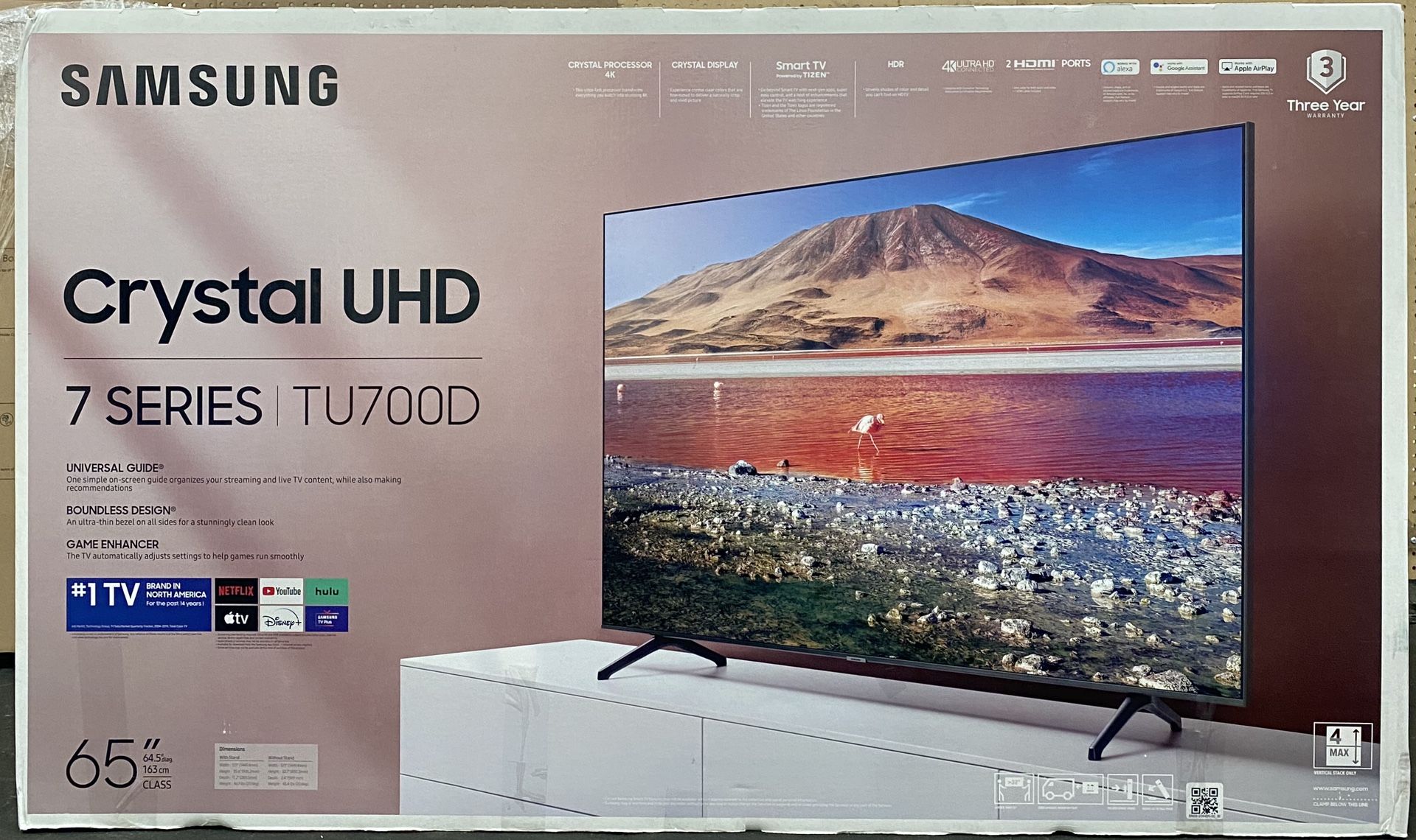 SAMSUNG 65" Class TU700D-Series Crystal Ultra HD 4K Smart TV ...