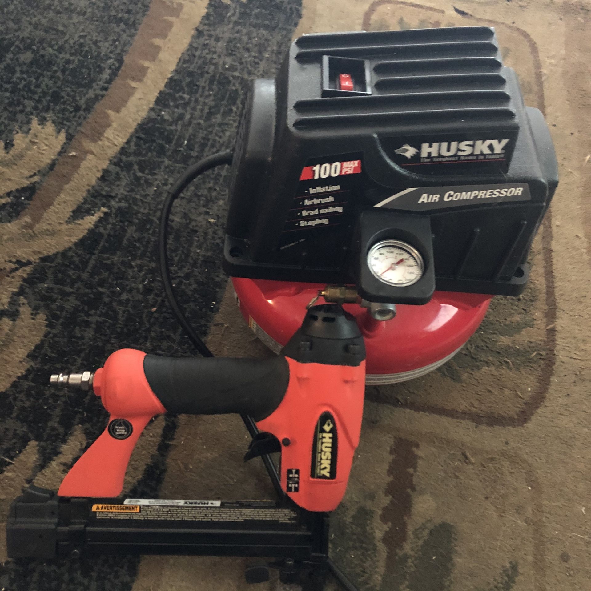 Husky 1 Gallon Air Compressor Nailer Gun 2 in 1 Set Portable for Sale ...