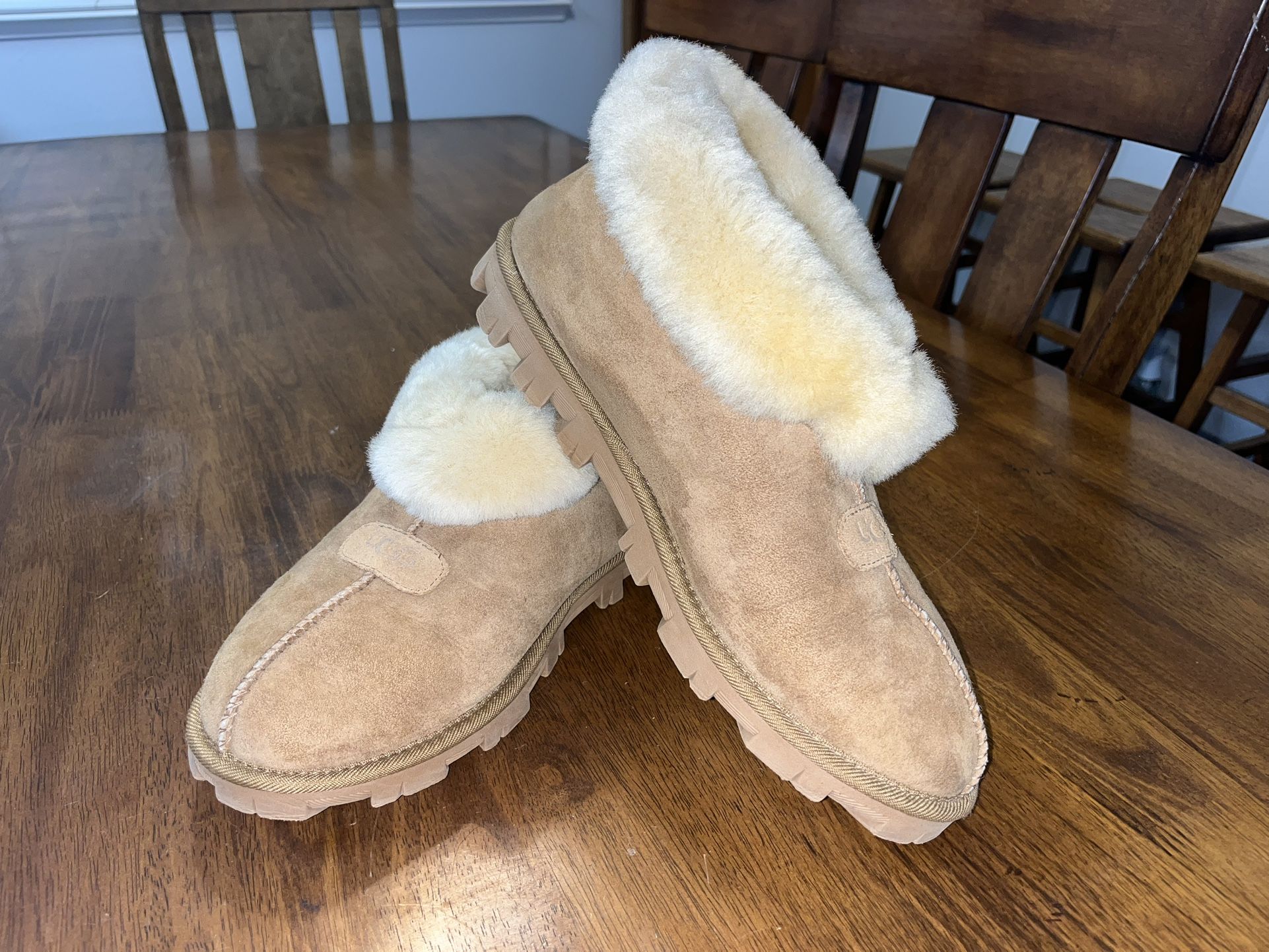 UGG AUSTRALIA Tazzette Chestnut Leather Shearling Comfort Slippers ...