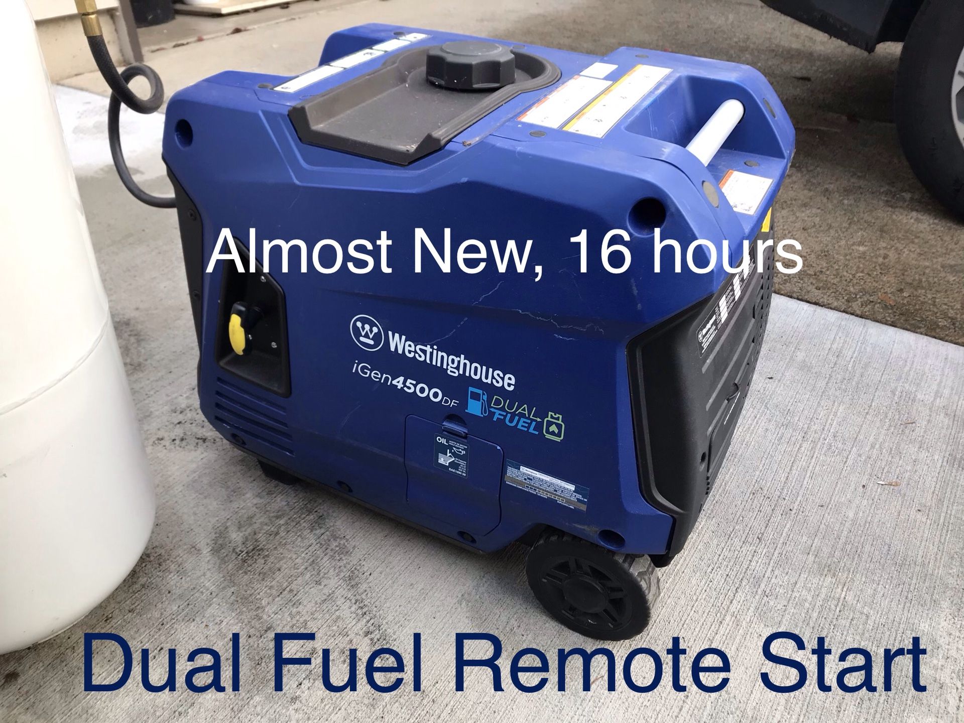 Dual Fuel Generator With Remote Start and Full 40lb Propane Tank for ...