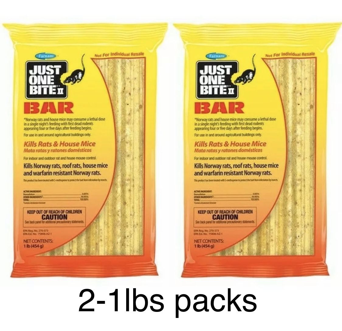 Just One Bite II Bait Bars Block Rodent Poison Rat Mouse Mice Killer 2 ...