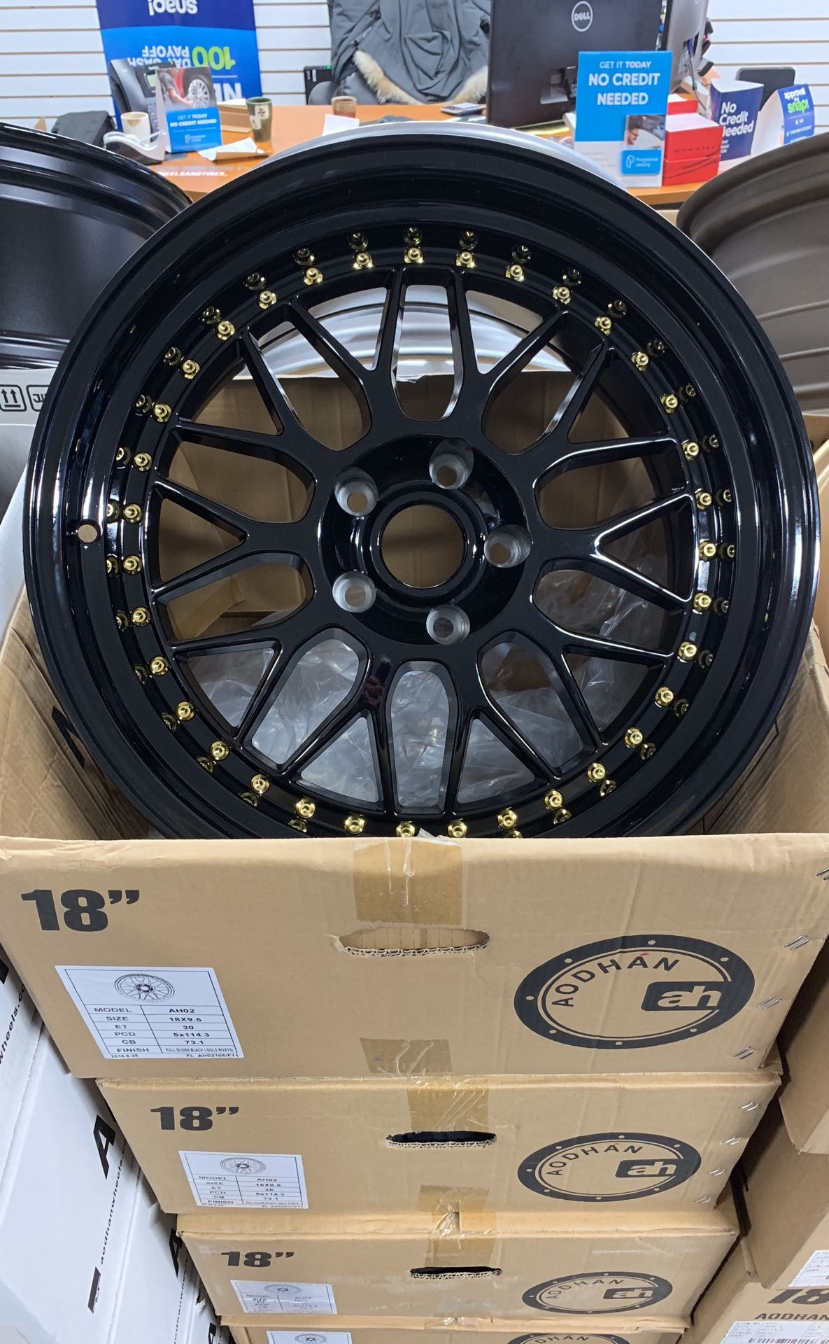 18” Aodhan AH02 black w gold rivet rims wheels 4 nissan sentra altima ...