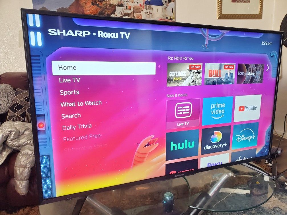 55"sharp roku smart tv 4k great condition comes with remote. Tv has ...