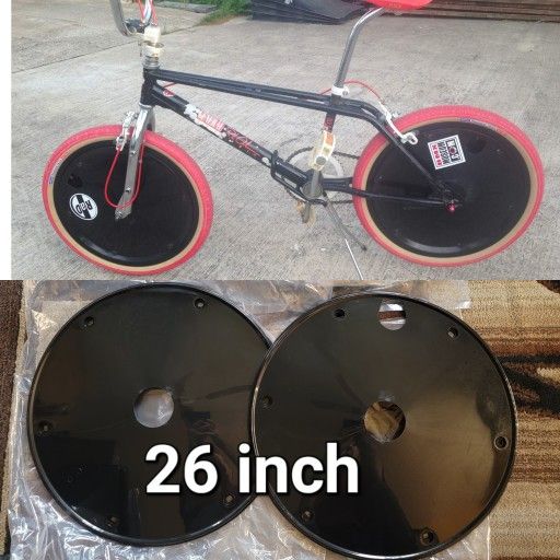 NEW Bicycle Bmx Oldschool Wheel Covers Black 26" for Sale in Huntington ...