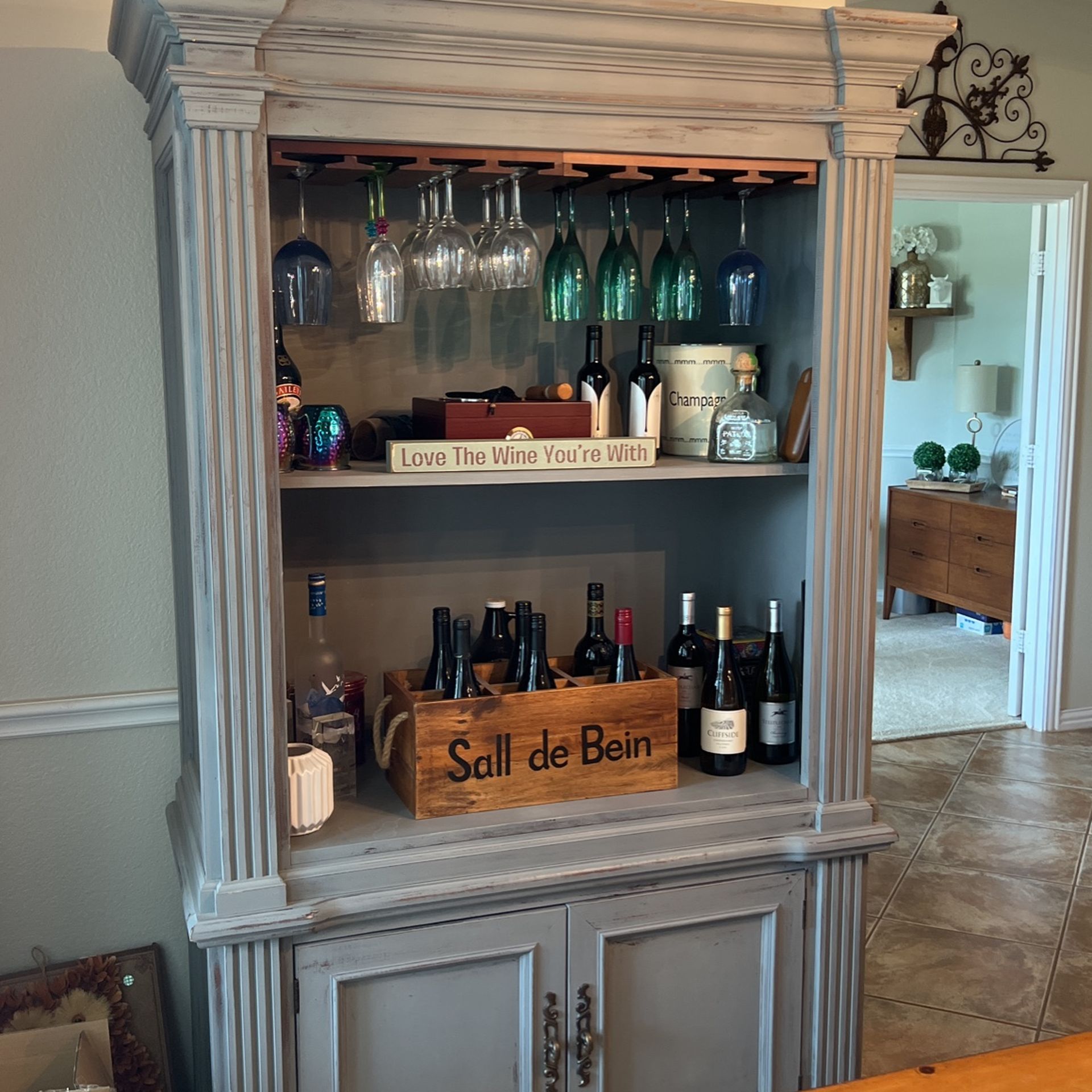 Blue/grey Bar Cabinet for Sale in Mansfield, TX - OfferUp